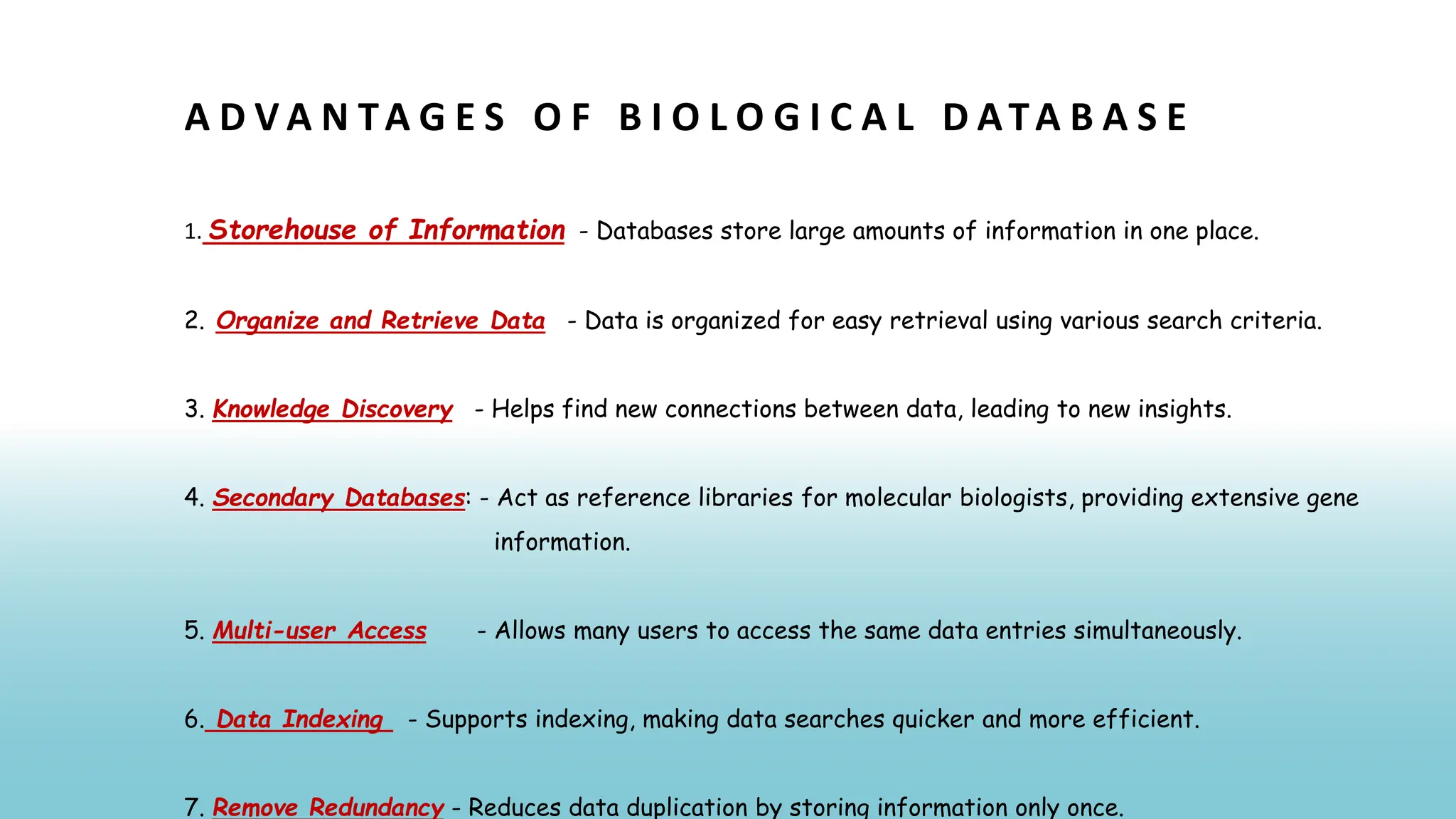 BIOLOGICAL DATABASE AND ITS TYPES,IMPORTANCE OF BIOLOGICAL DATABASE ...