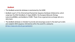 BIOLOGICAL DATABASE AND ITS TYPES,IMPORTANCE OF BIOLOGICAL DATABASE | PDF