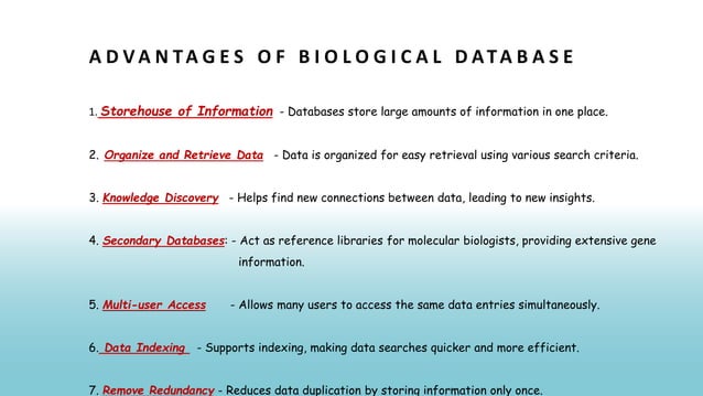 BIOLOGICAL DATABASE AND ITS TYPES,IMPORTANCE OF BIOLOGICAL DATABASE ...