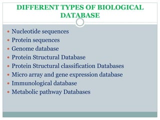 Biological database by kk sahu | PPTX