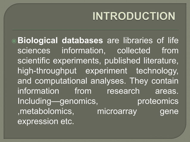Biological database by kk sahu | PPT | Free Download