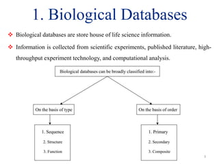 Biological databases | PPTX | Databases | Computer Software and Applications