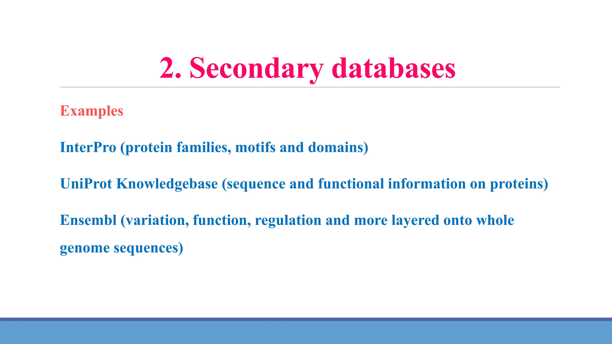 Biological databases.pptx | Databases | Computer Software and Applications