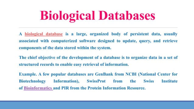 Biological databases.pptx | Databases | Computer Software and Applications