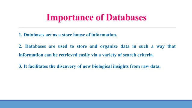 Biological databases.pptx | Databases | Computer Software and Applications
