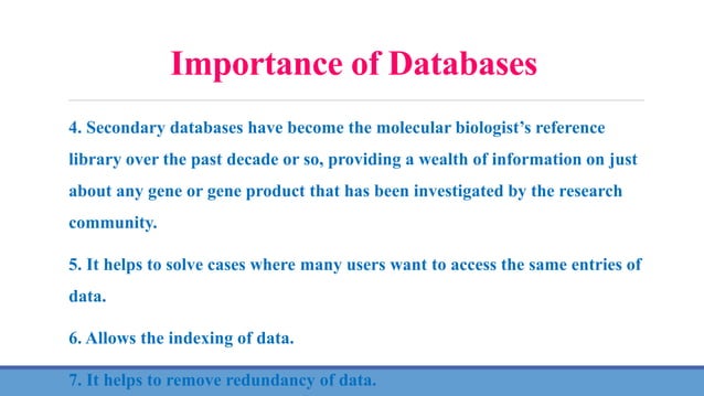 Biological databases.pptx | Databases | Computer Software and Applications
