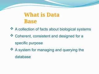 Biological Data bases for biological sciences bioinformatics | PPTX