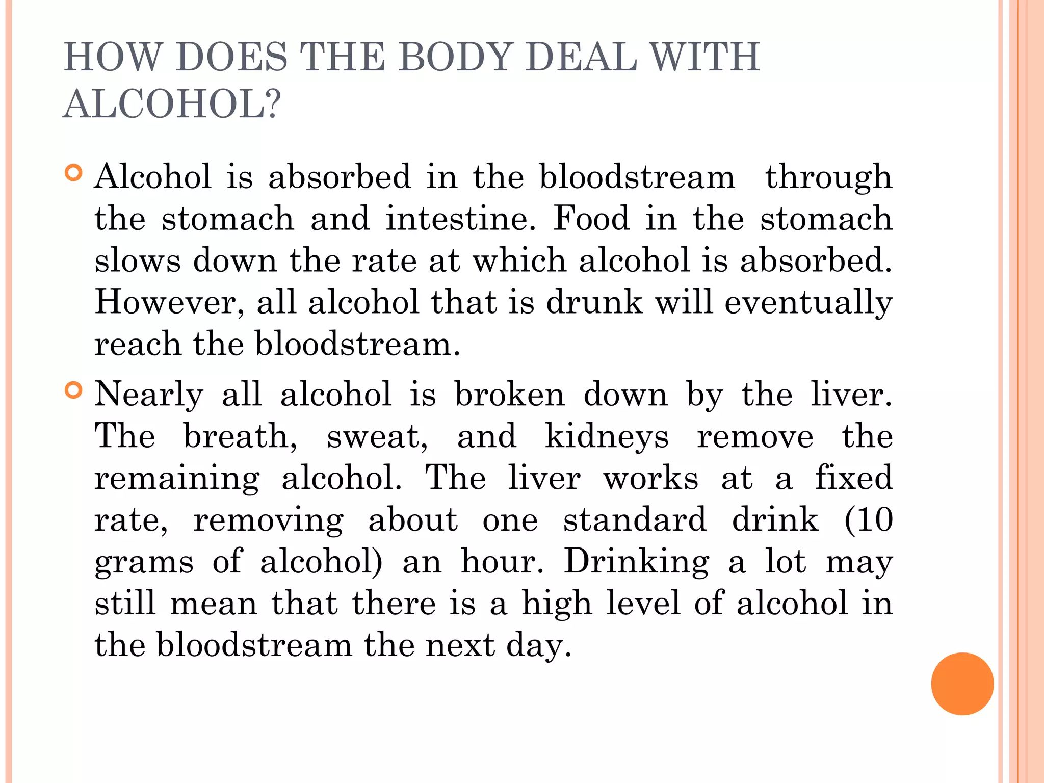 Biological effects of alcohol in the body | PPT