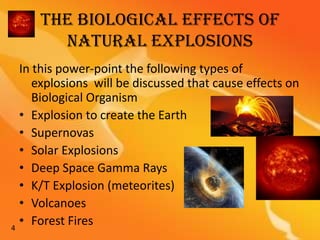Biological effects of natural explosions | PPTX | Geography | Science