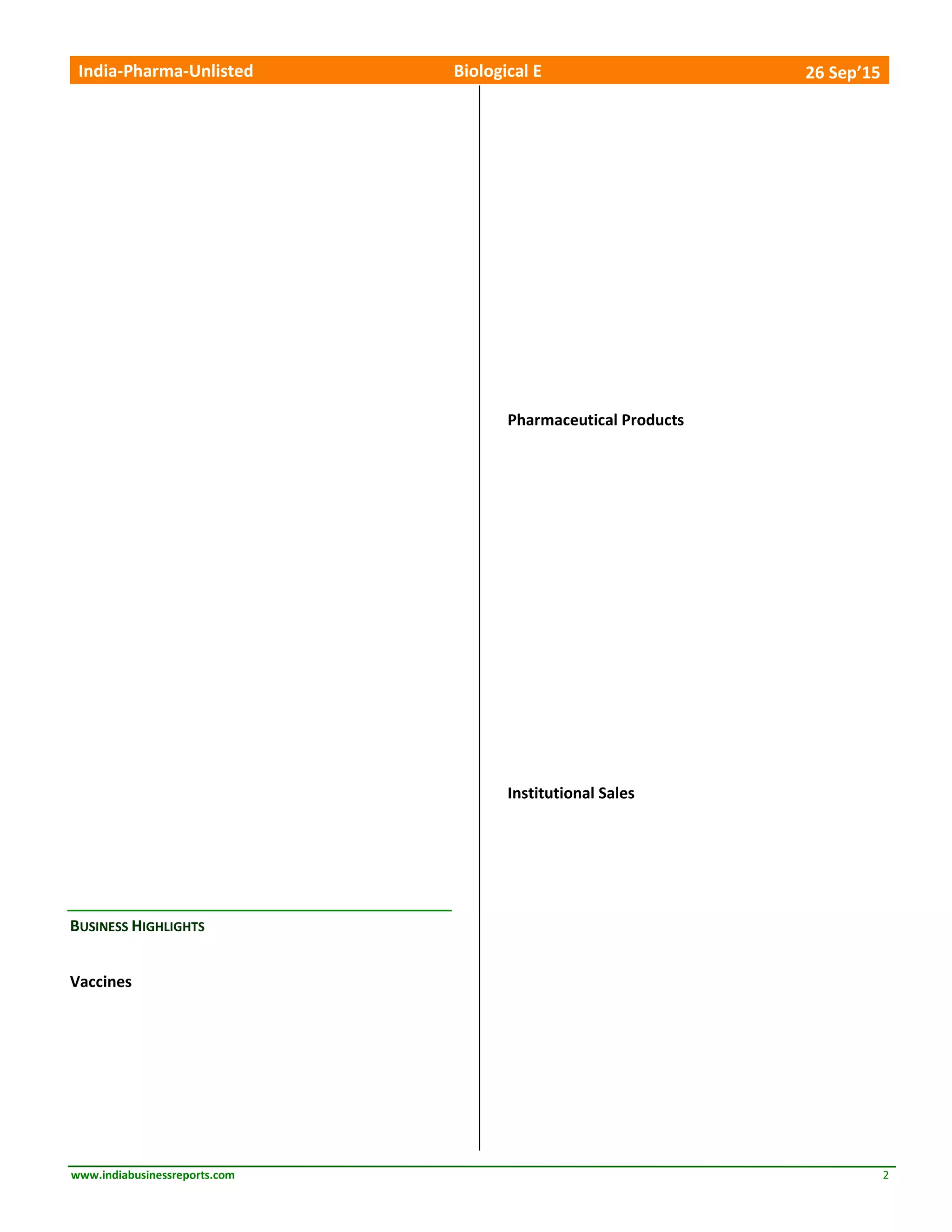 Biological E Limited | PDF