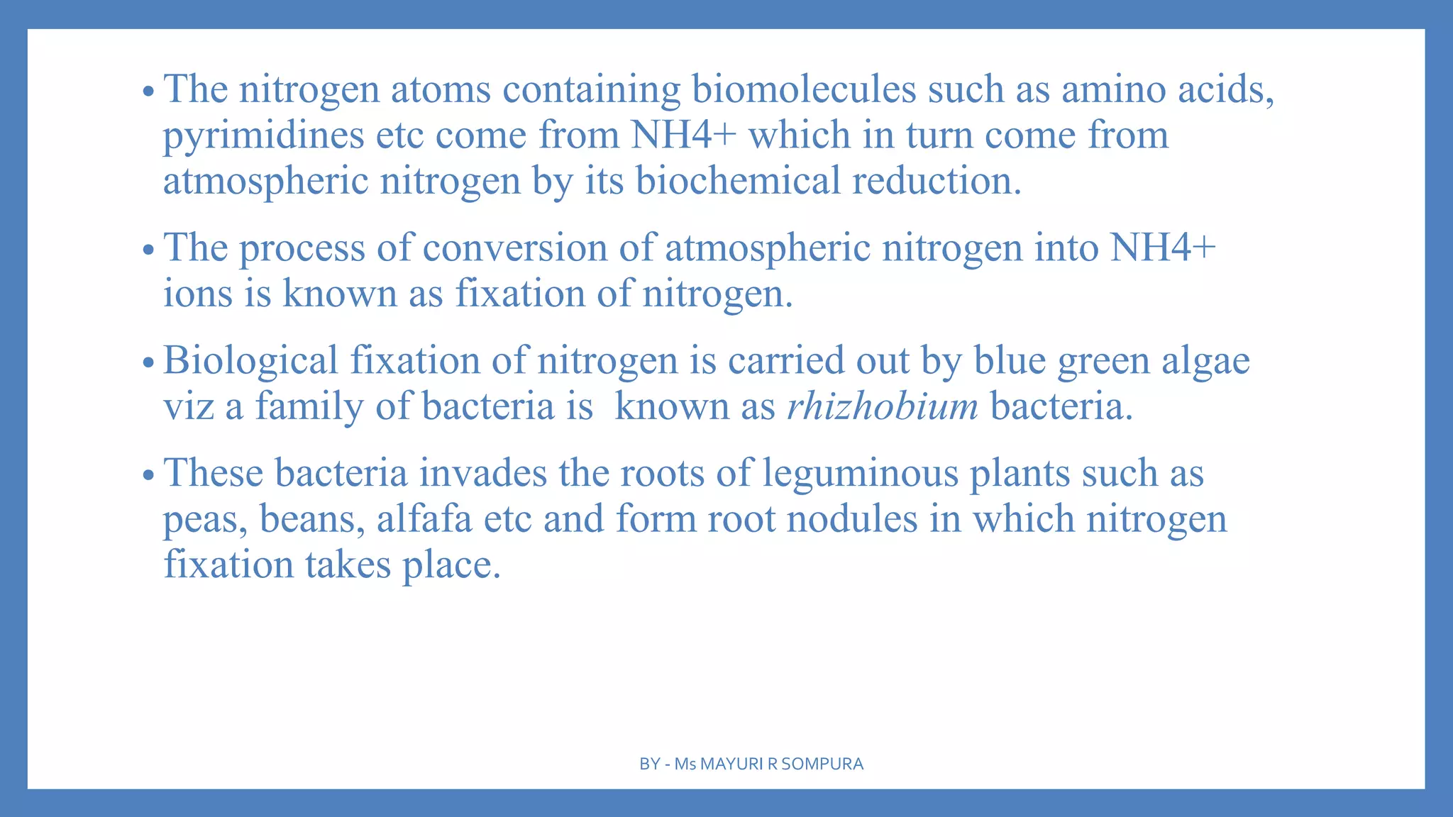 Biological fixation of nitrogen | PPT