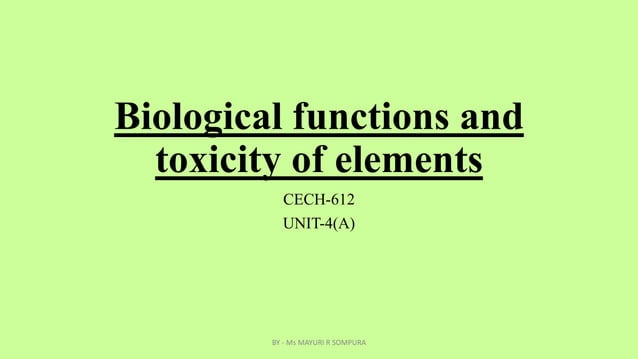 Biological functions and toxicity of elements converted | PPT