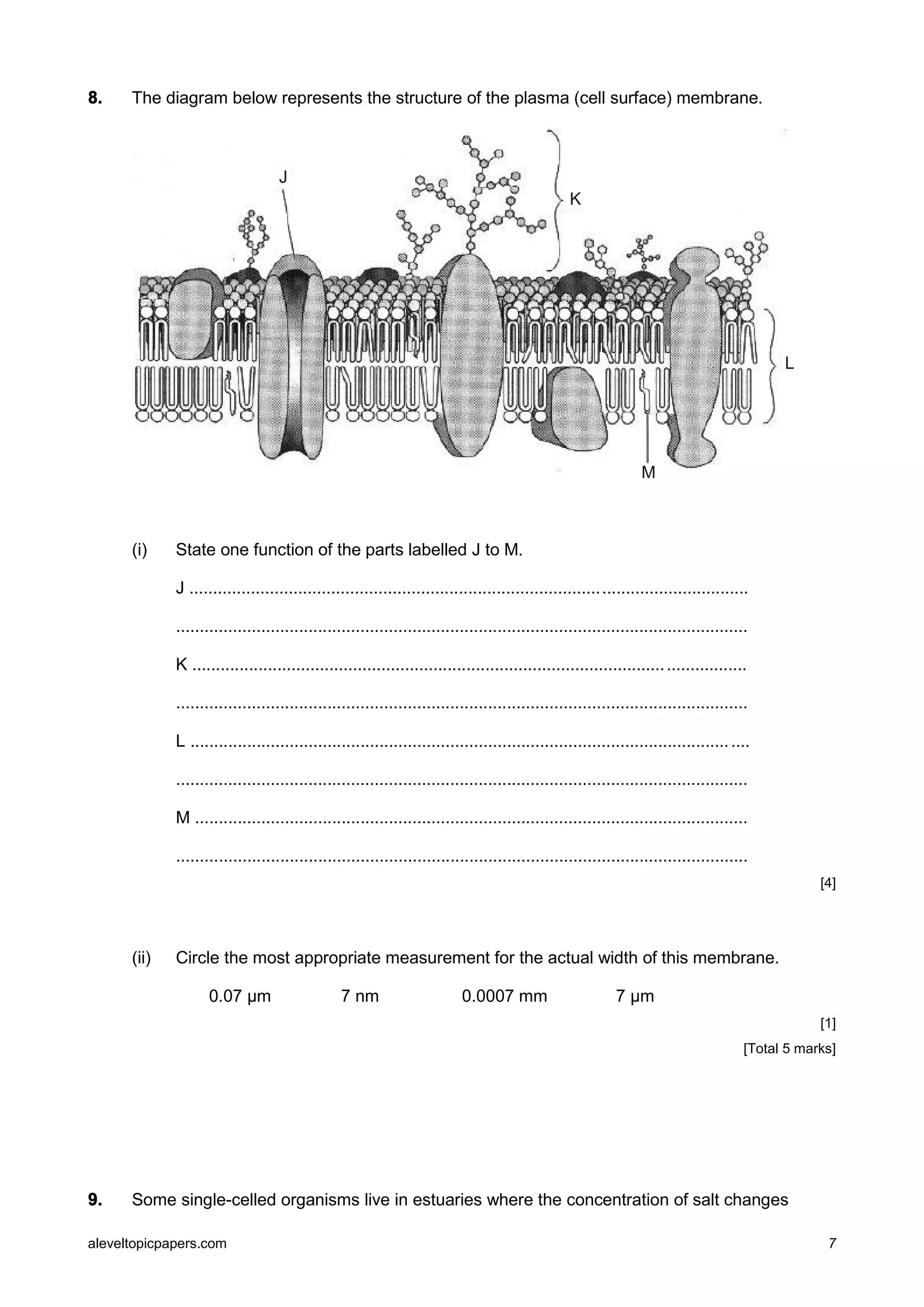 OCR Biological membranes EXAM Questions | PDF