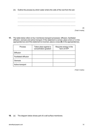 OCR Biological membranes EXAM Questions | PDF