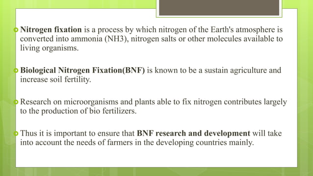 Biological Nitrogen Fixation | PPTX | Agriculture | Industries