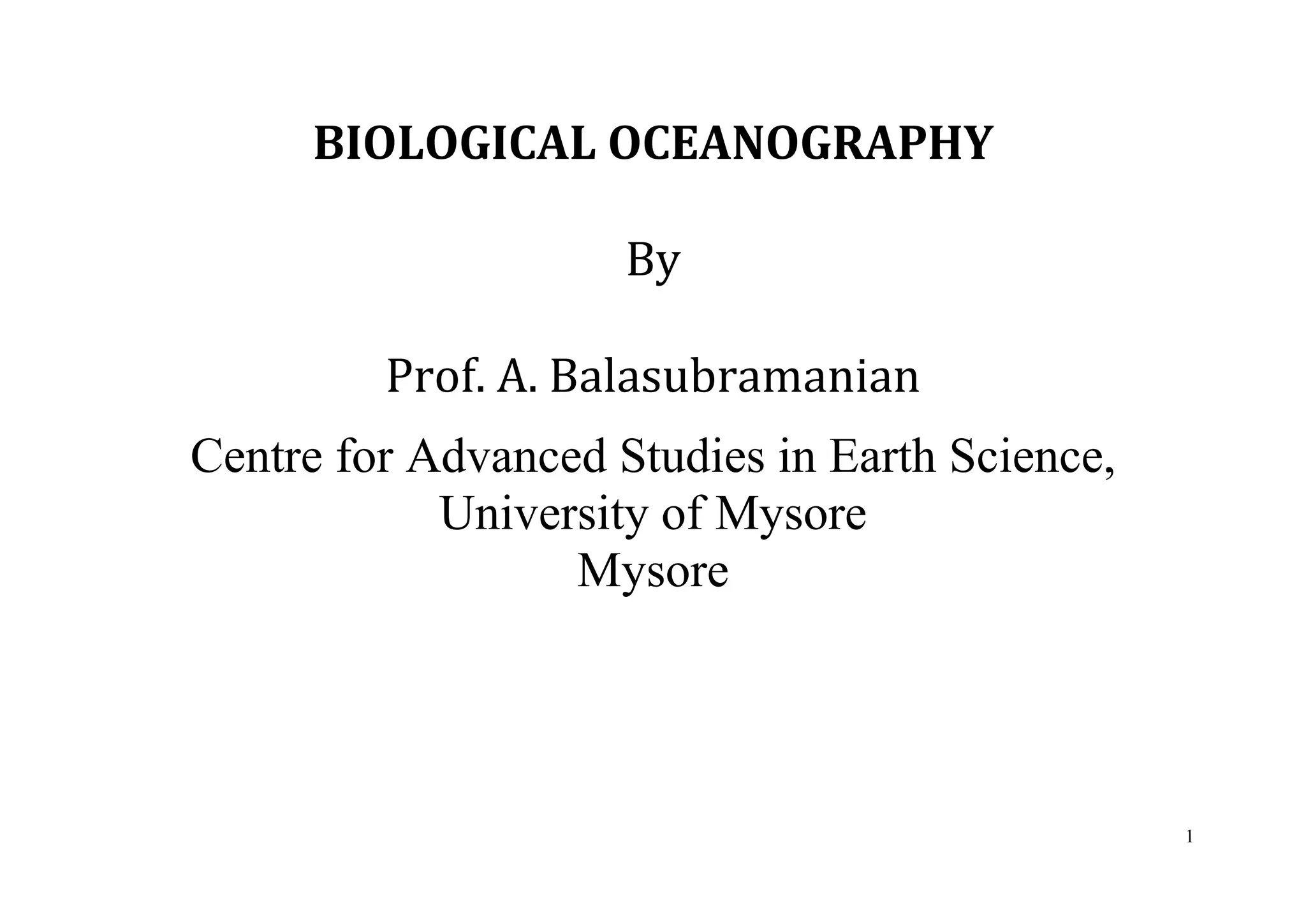 Biological oceanography | PDF