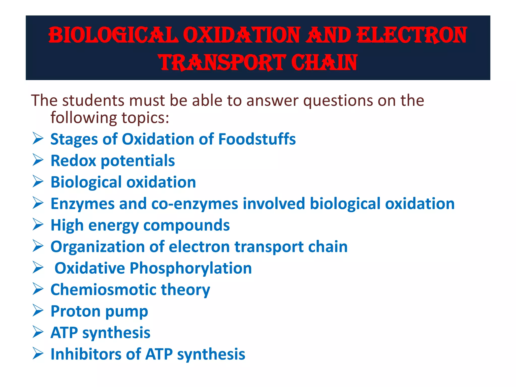 Biological oxidation L1 | PPT