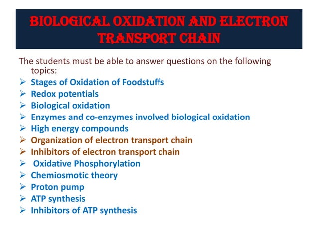 BIOLOGICAL OXIDATION L3 | PPT