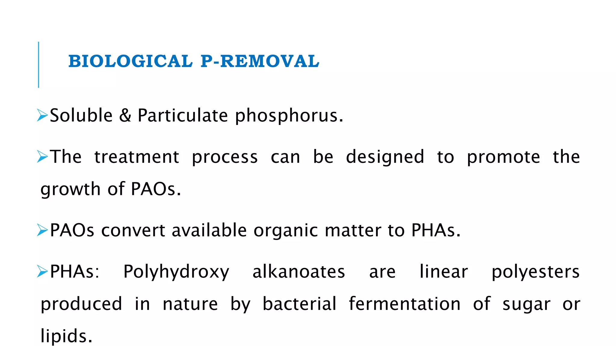 Biological phosphorus removal for waste water treatment | PPTX