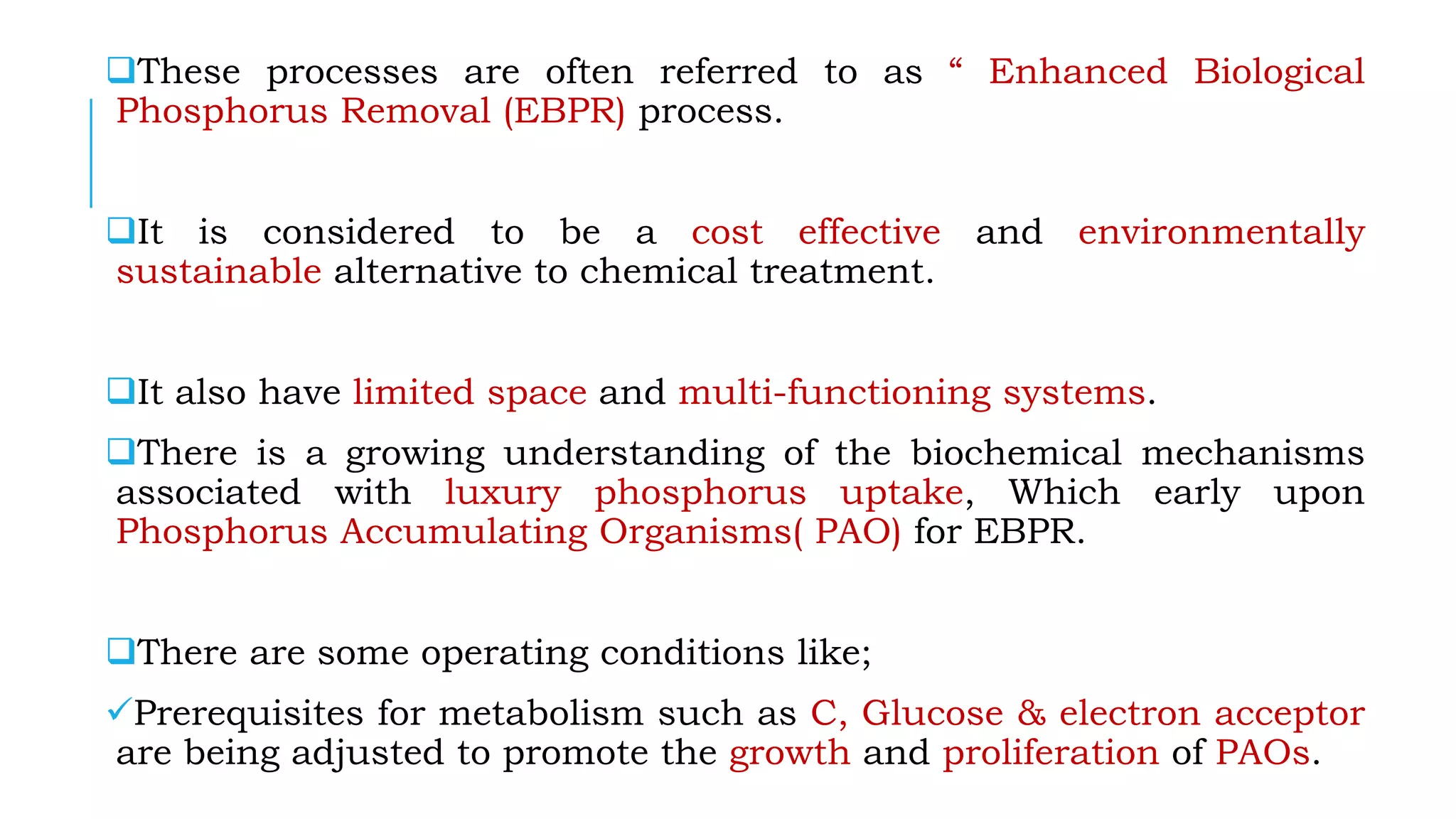 Biological phosphorus removal for waste water treatment | PPTX