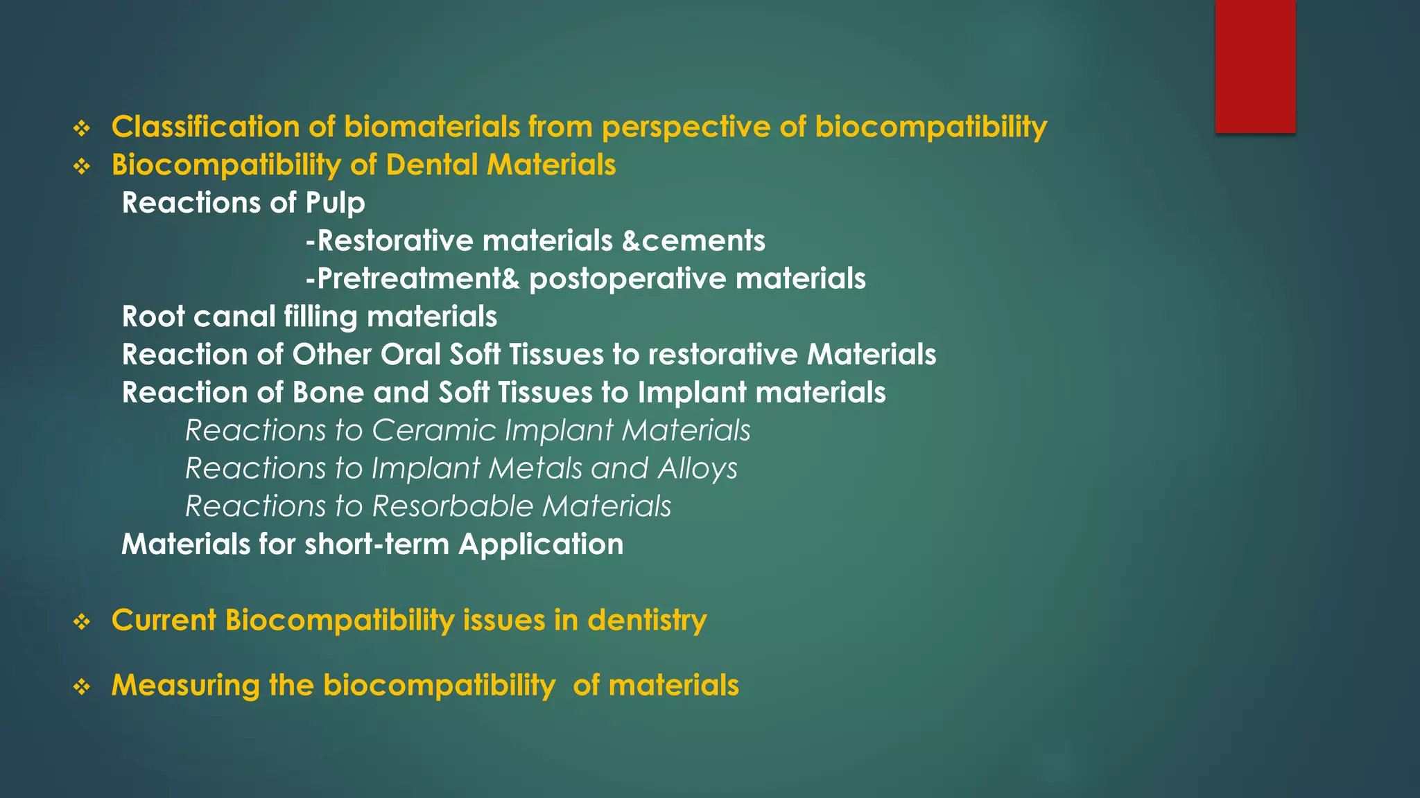 Biological properities and biocompatibility of dental materials | PDF ...