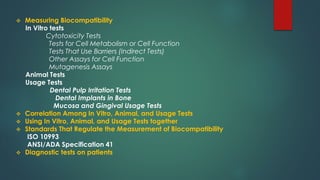 Biological properities and biocompatibility of dental materials | PDF