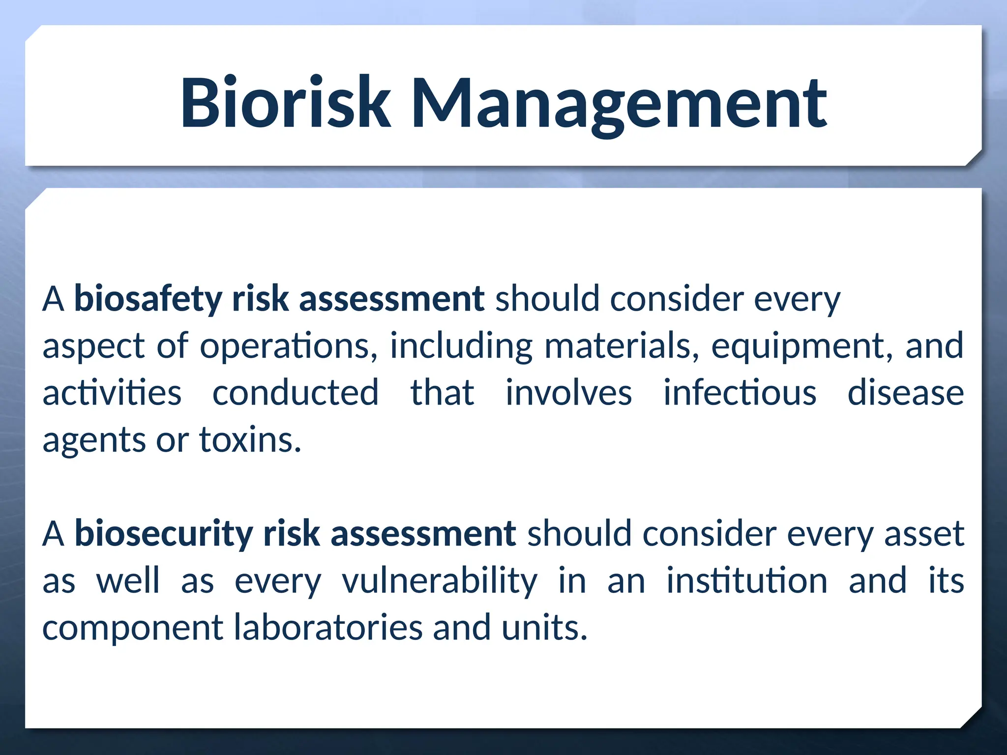Biological Risk Assessment introductions | PPTX