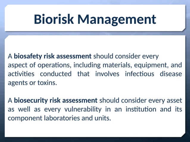 Biological Risk Assessment introductions | PPTX