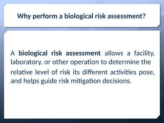 Biological Risk Assessment introductions | PPTX