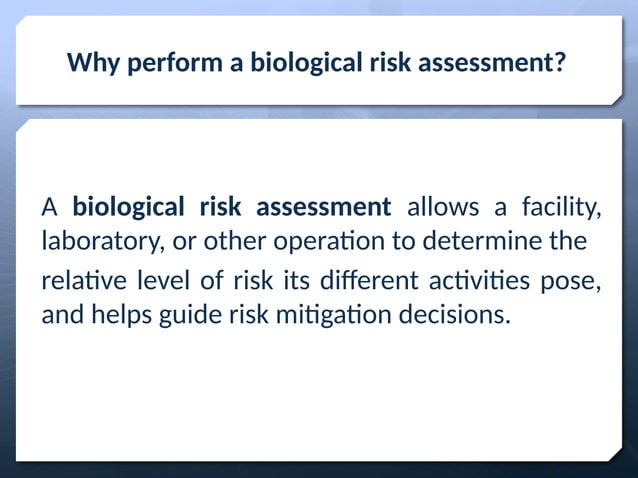 Biological Risk Assessment introductions | PPTX