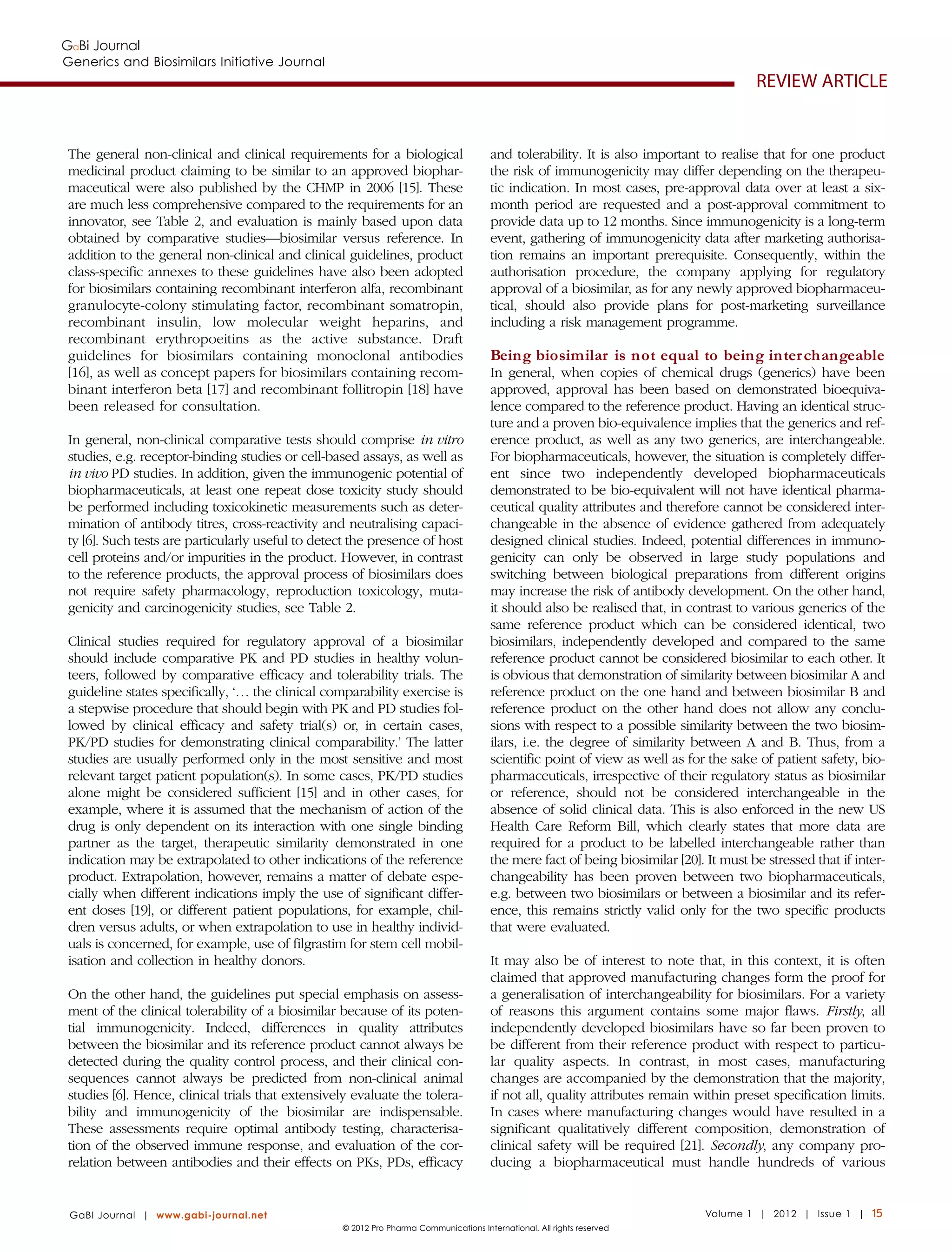 Biologicals and biosimilars a review of the science and its implications | PDF