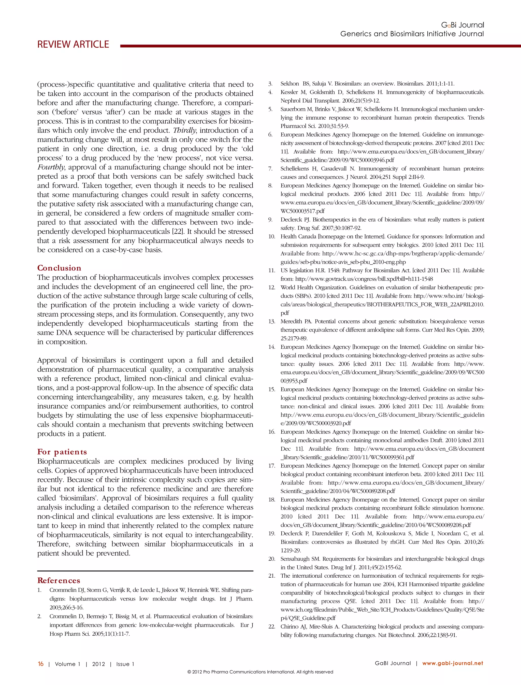 Biologicals and biosimilars a review of the science and its implications | PDF