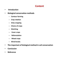 Biological soil conservation methods | PPTX