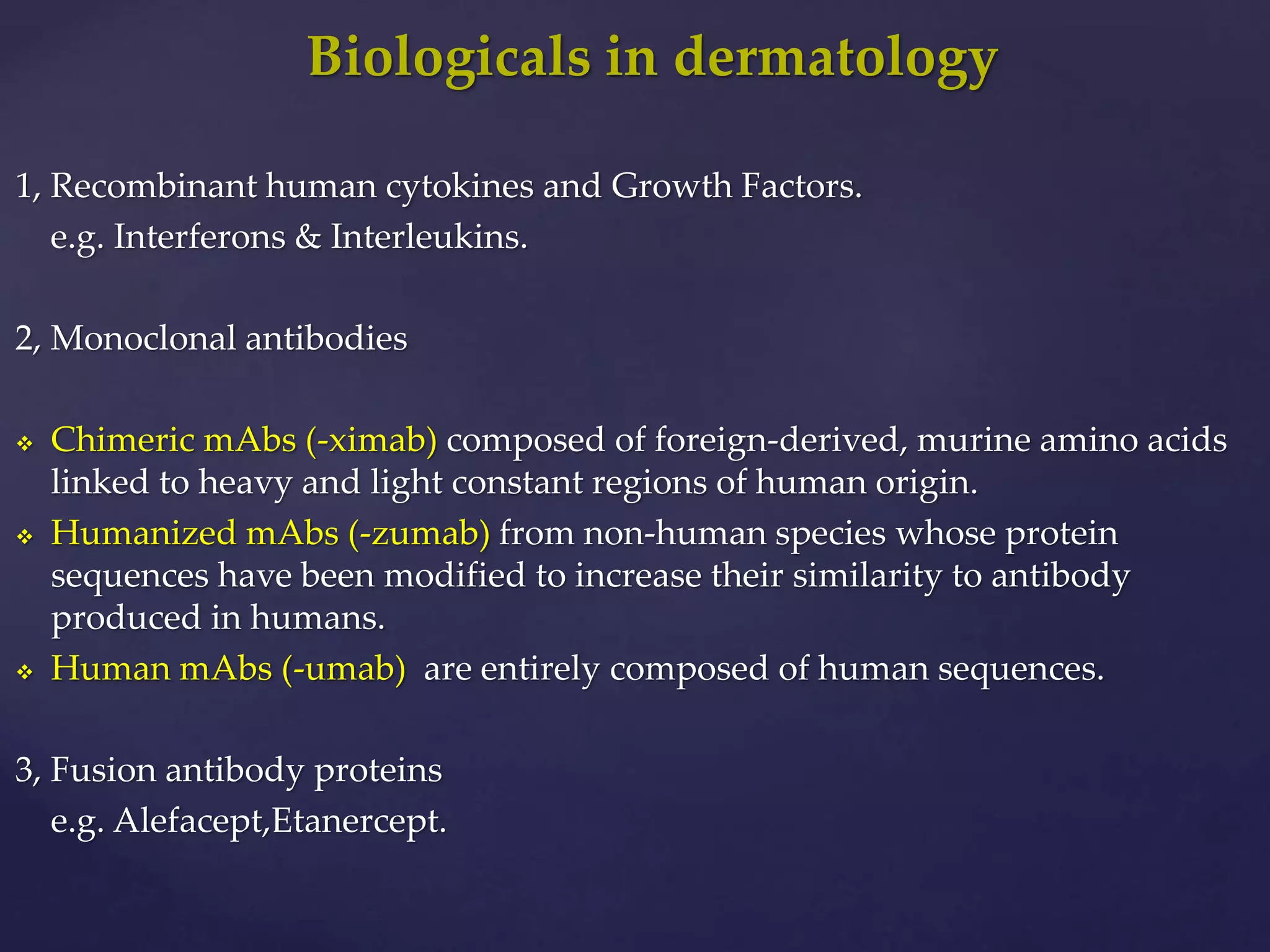 Biologicals in Deramtology (Part 1 ) | PPTX
