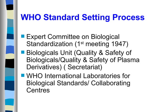 Biological standardisation programme who | PPT | Infectious Diseases ...