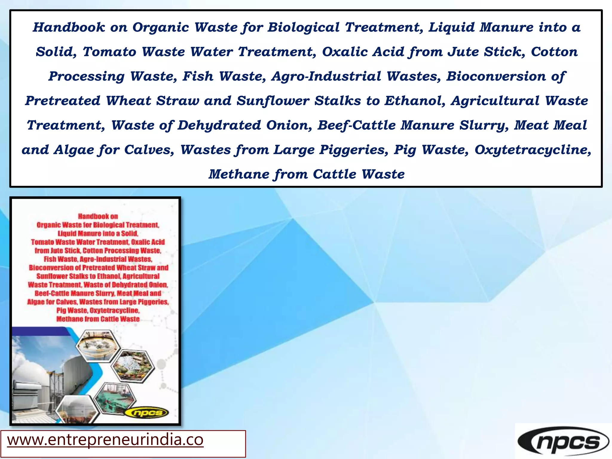 Biological Treatment of Organic Waste, Tomato Waste Water Treatment ...