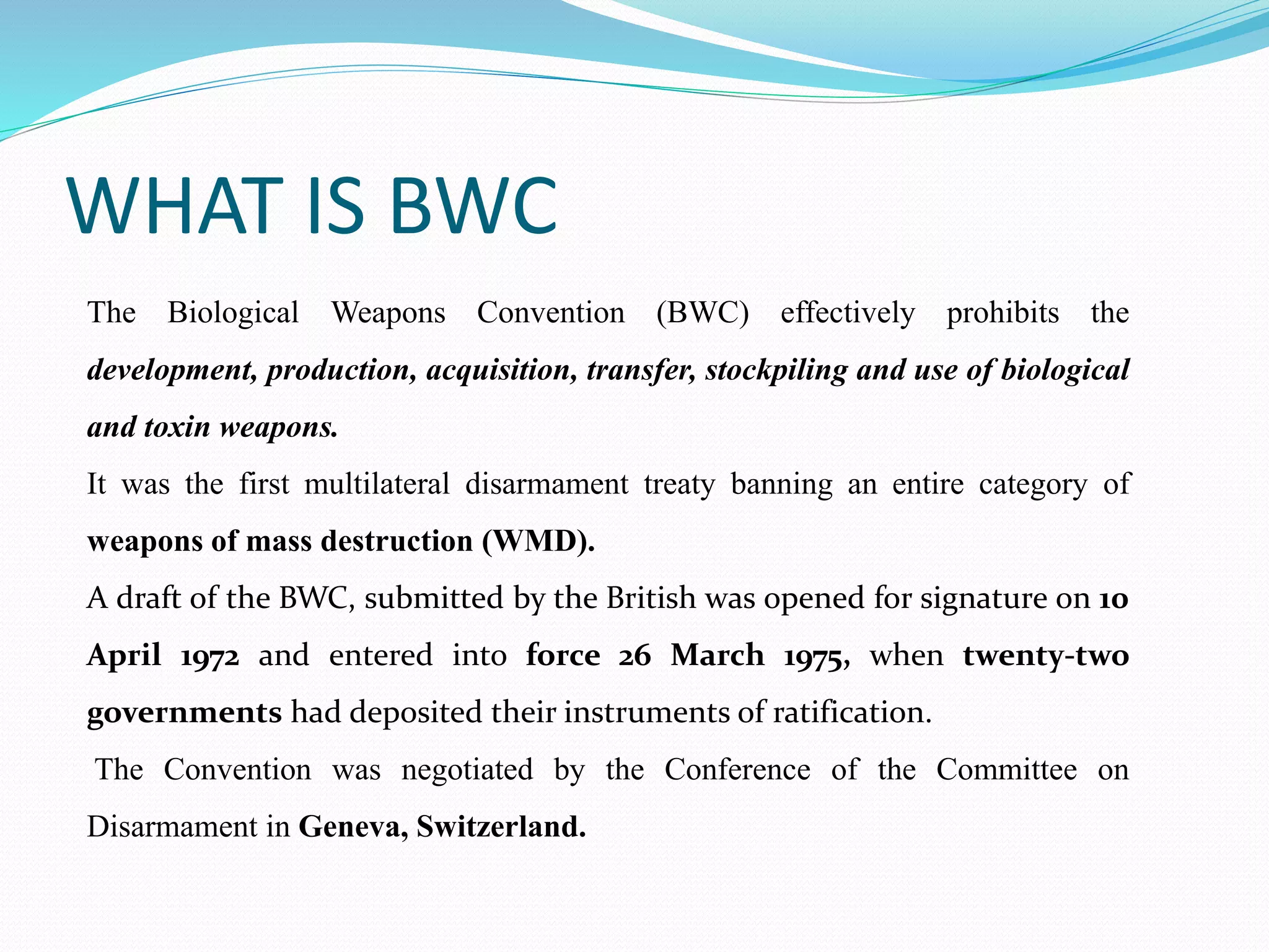 Biological weapon convention | PPTX