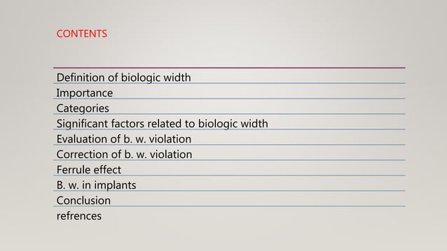 Biological width | PPTX | Dental Health | Diseases and Conditions