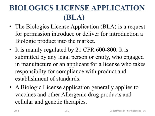 Regulatory requirement for approval of Biologics | PPTX