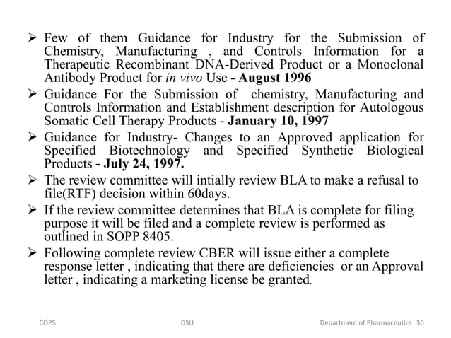 Regulatory requirement for approval of Biologics | PPTX