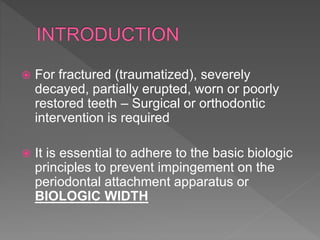 Biologic width - Importance in Periodontal and Restorative Dentistry | PPTX