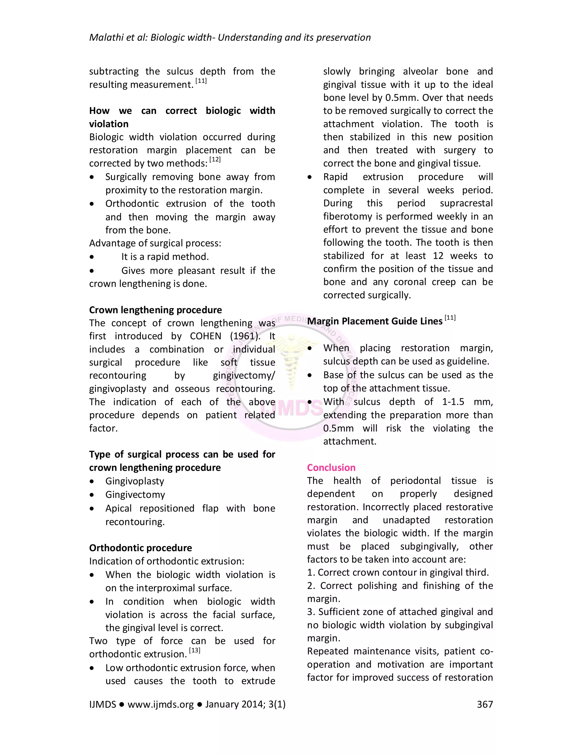 Biologic width understanding and its preservation | PDF