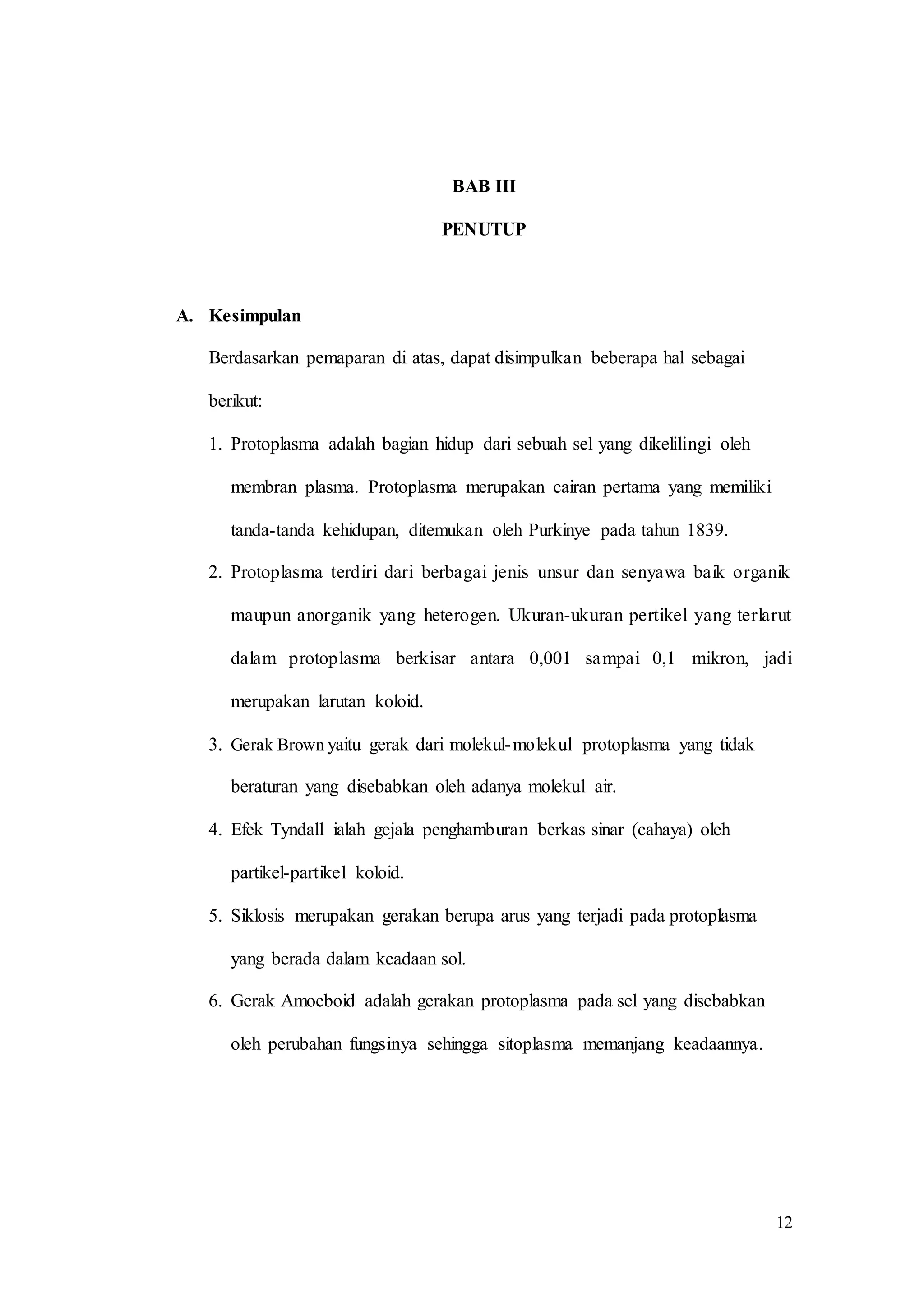 Biologi sel "sifat fisika protoplasma" | DOCX