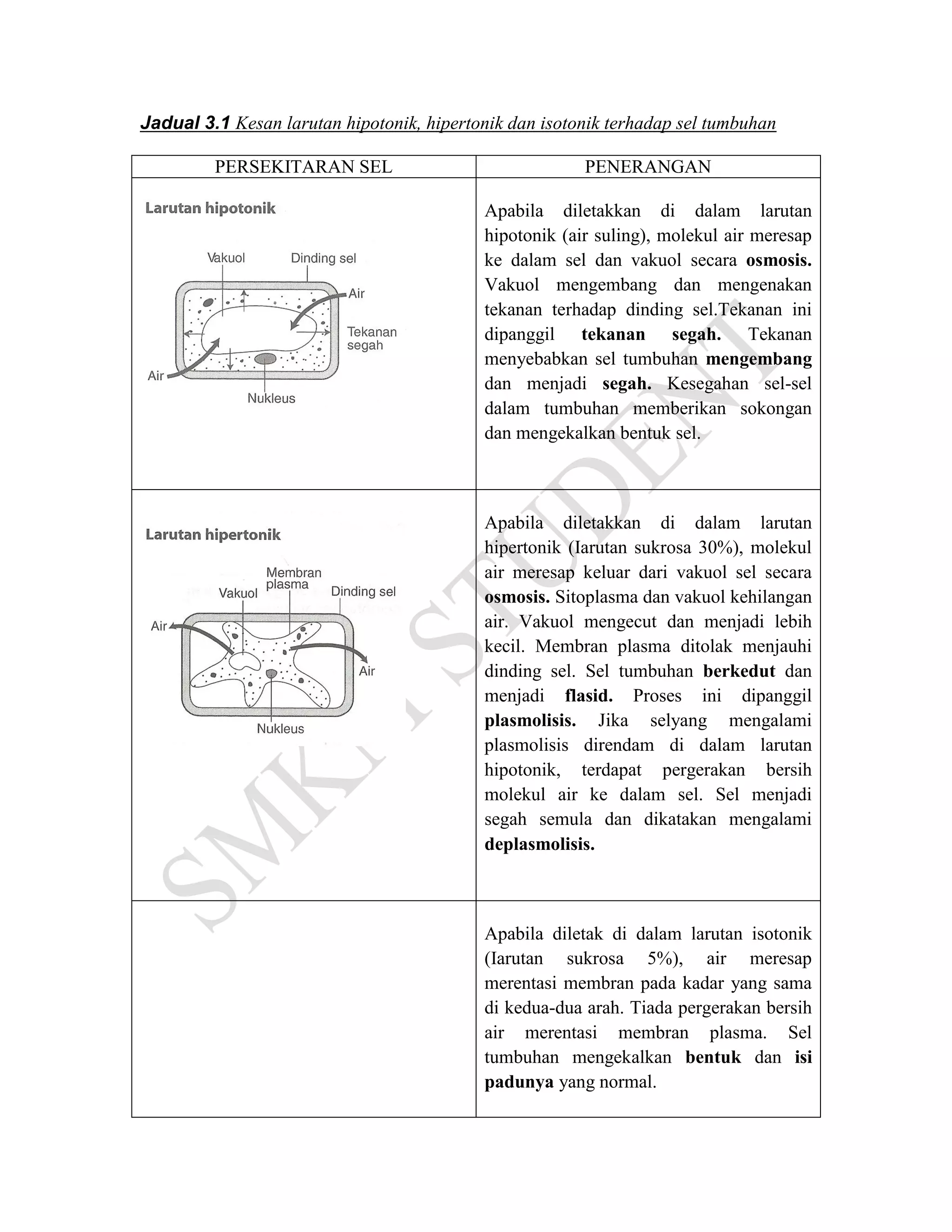 Biologi topik 3 t4 pergerakan bahan merentasi membran plasma | PDF
