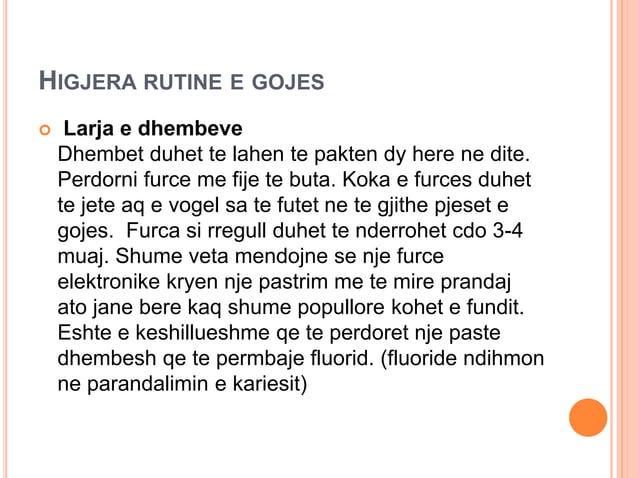 Kujdesi per gojen | PPT