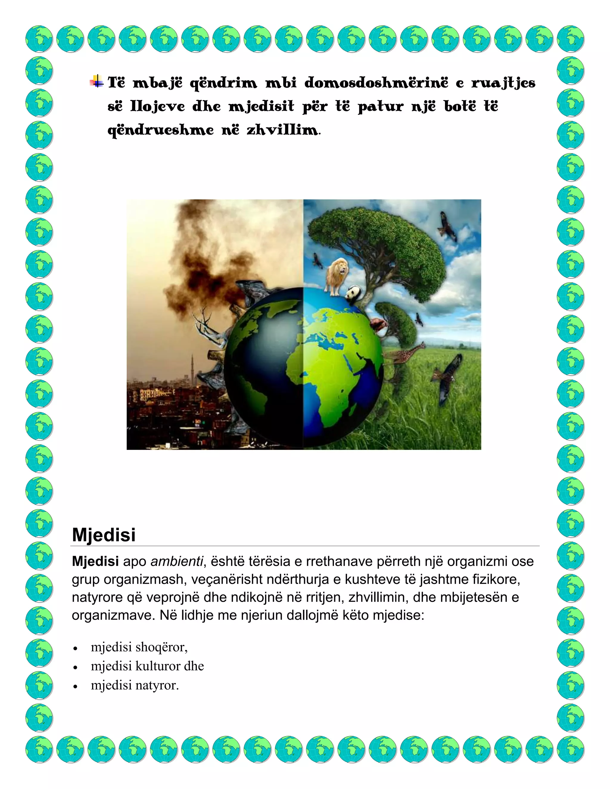 Ndotja e mjedisit dhe ndikimi i saj në biodiversitet | DOCX