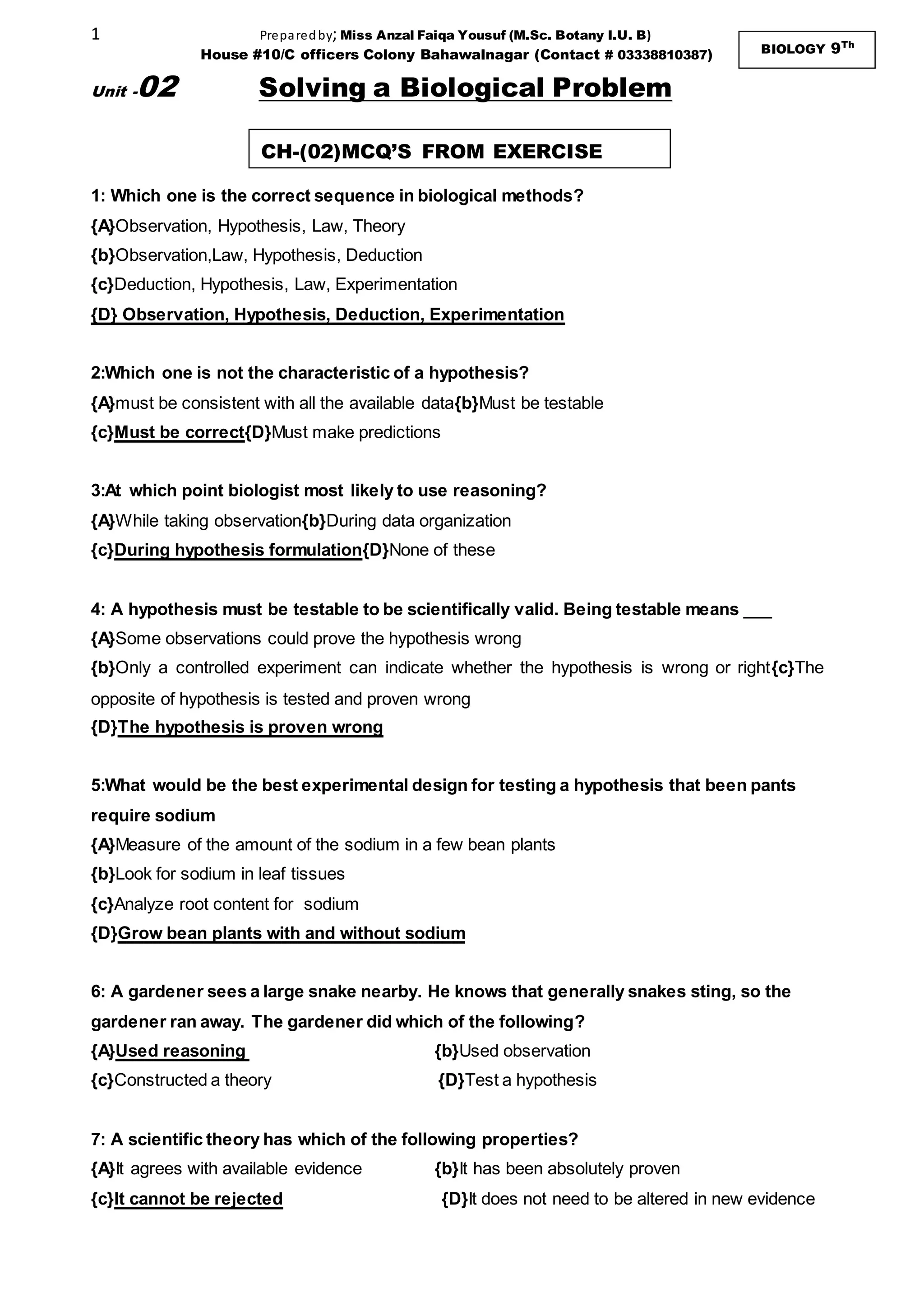 Biology 9 th ch-2- | PDF