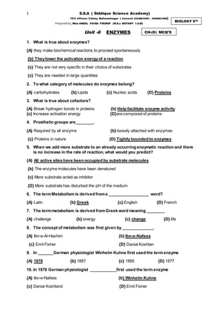 Biology 9th ch-6 | PDF