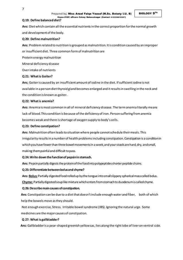 Biology 9 th ch-8-mcq | PDF