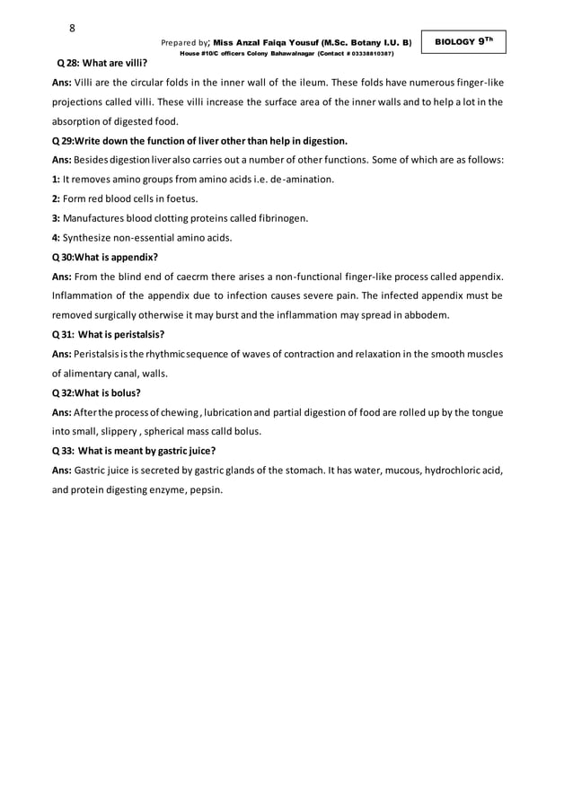 Biology 9 th ch-8-mcq | PDF